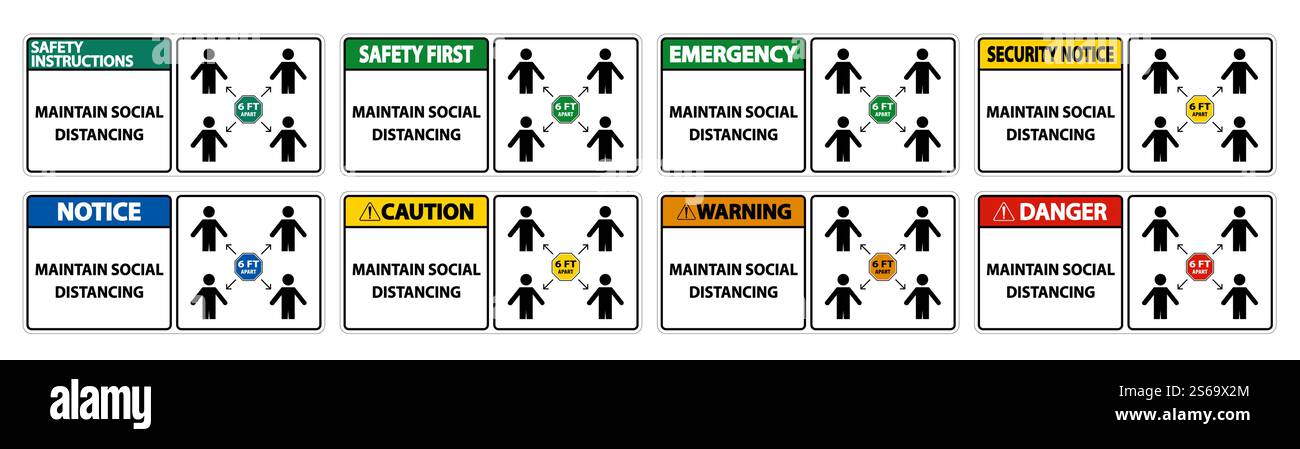 Maintain social distancing, stay 6ft apart sign,coronavirus COVID-19 ...