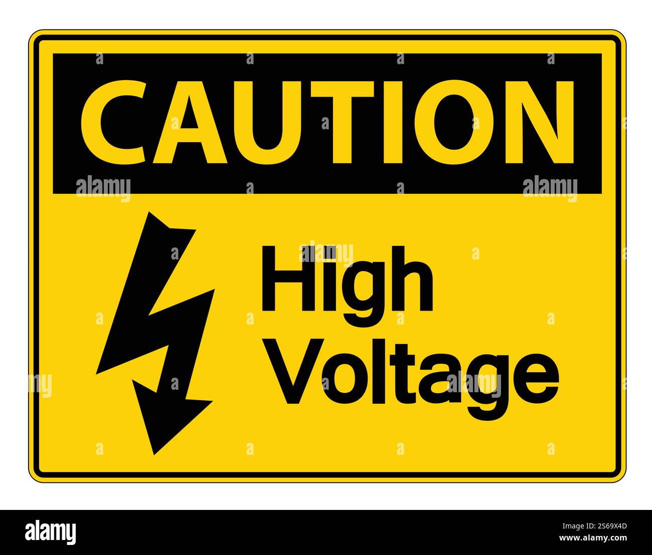 Caution high voltage sign Isolate On White Background,Vector ...