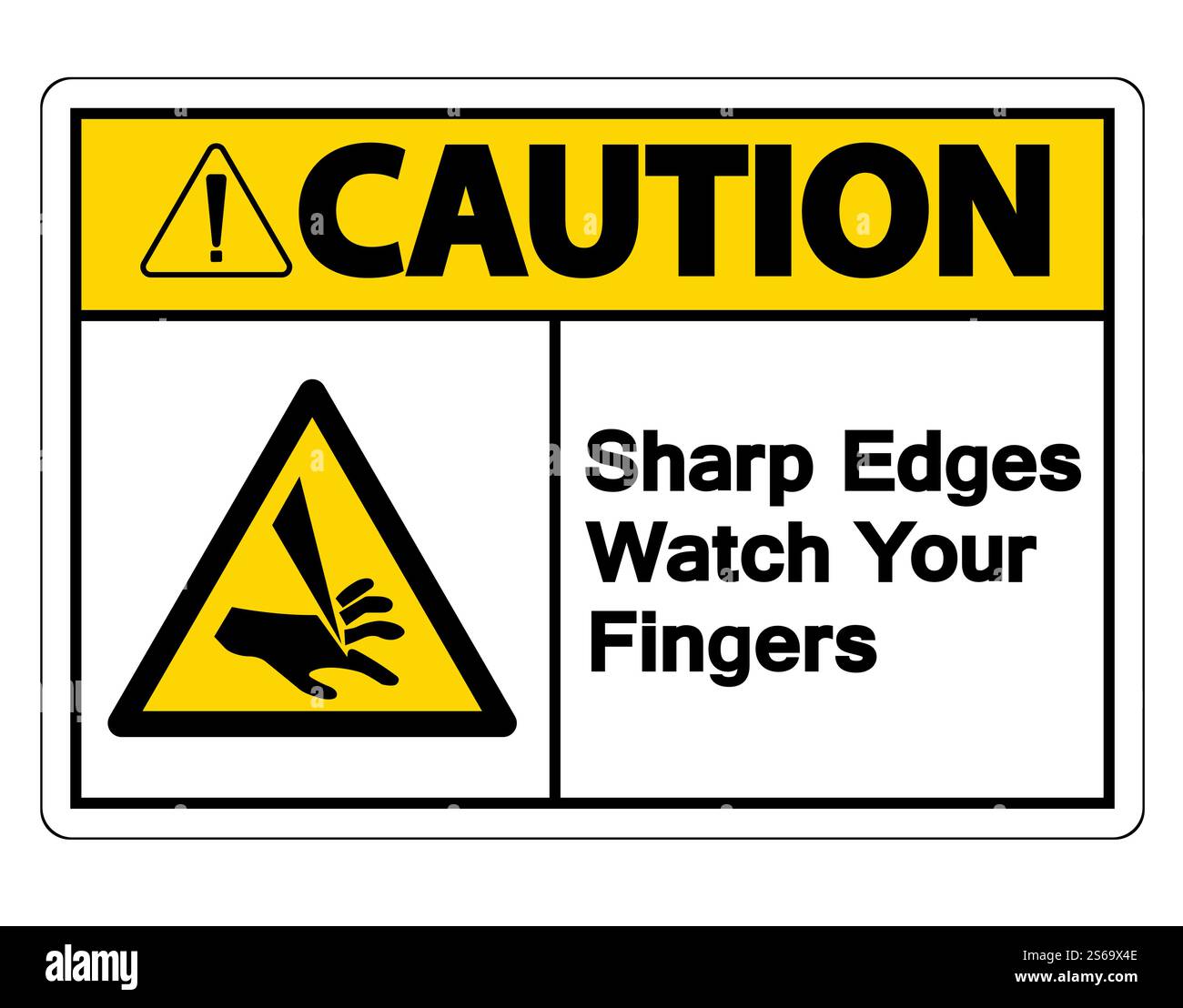 Caution Sharp Edges Watch Your Fingers Symbol Sign on white background ...