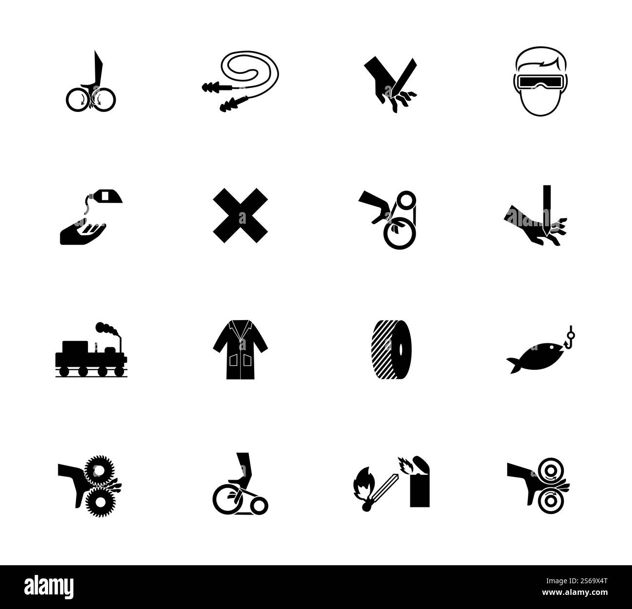 Warning signs,industrial hazards icon labels Sign Isolated on White ...