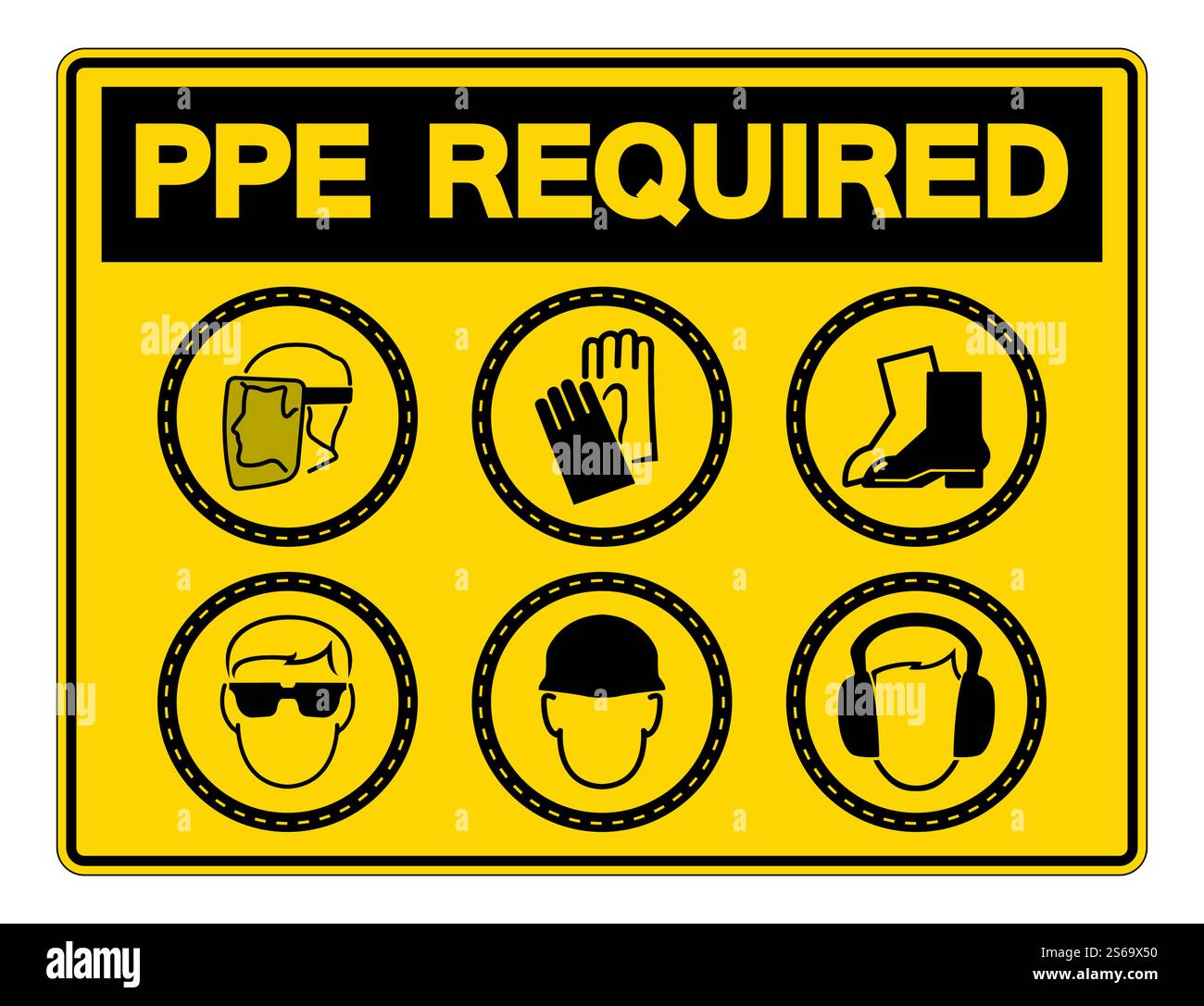 Required Personal Protective Equipment (PPE) Symbol,Safety Icon,Vector ...