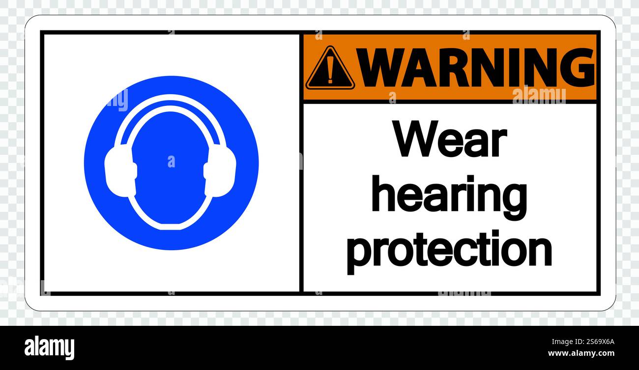 Warning Wear hearing protection on transparent background,vector ...