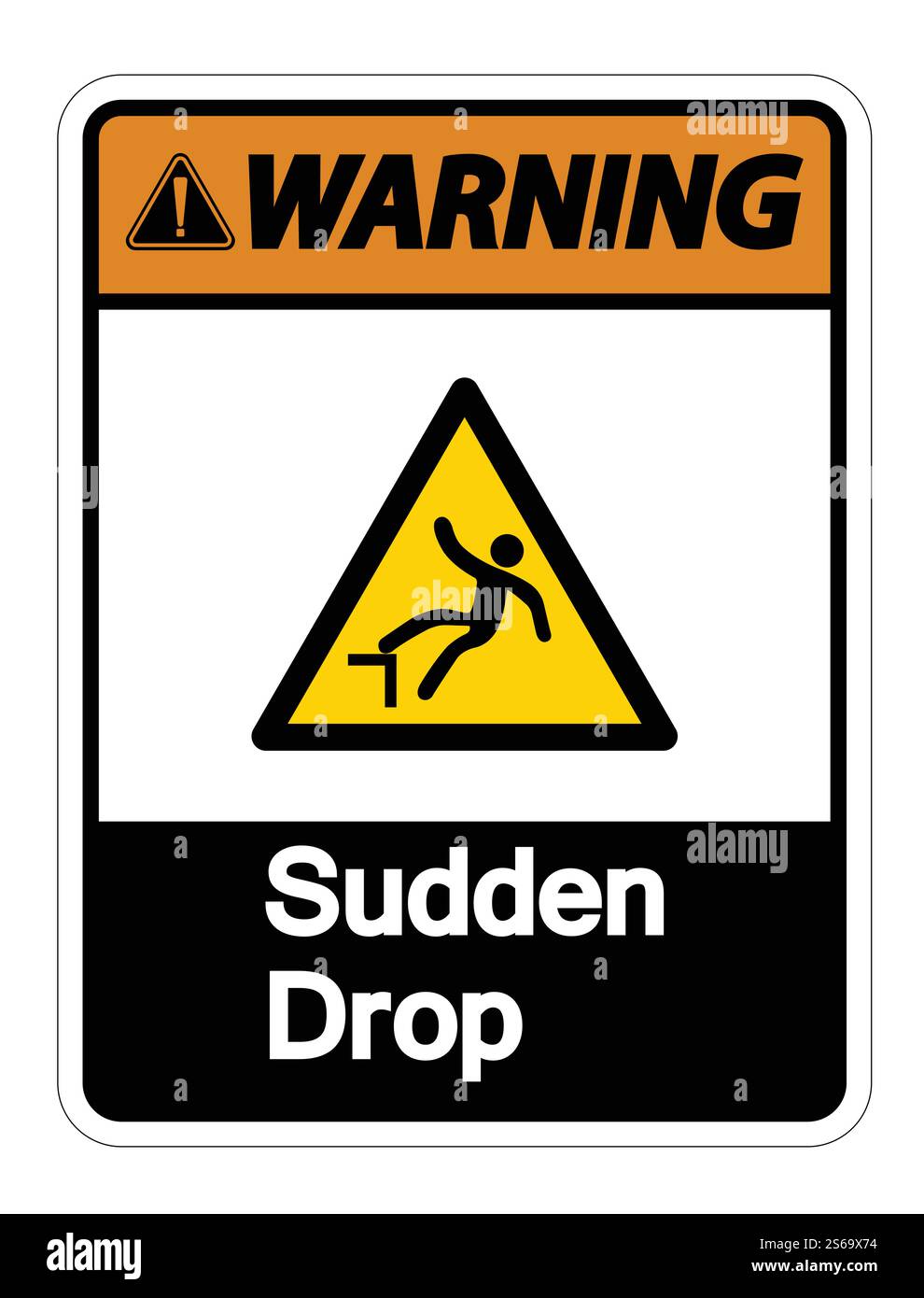 Warning Sudden Drop Symbol Sign On White Background,Vector illustration ...