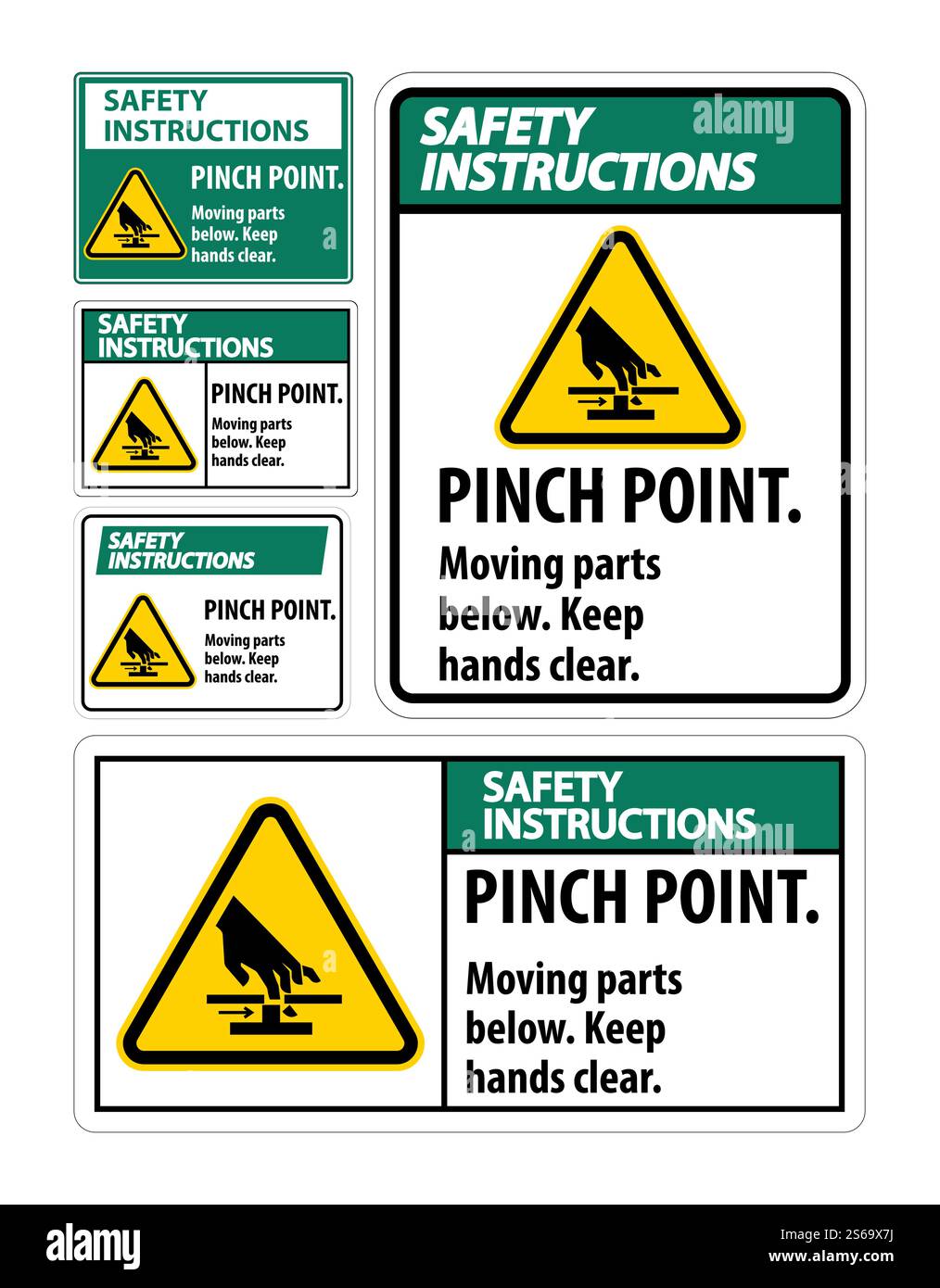 Safety Pinch Point, Moving Parts Below, Keep Hands Clear Symbol Sign ...