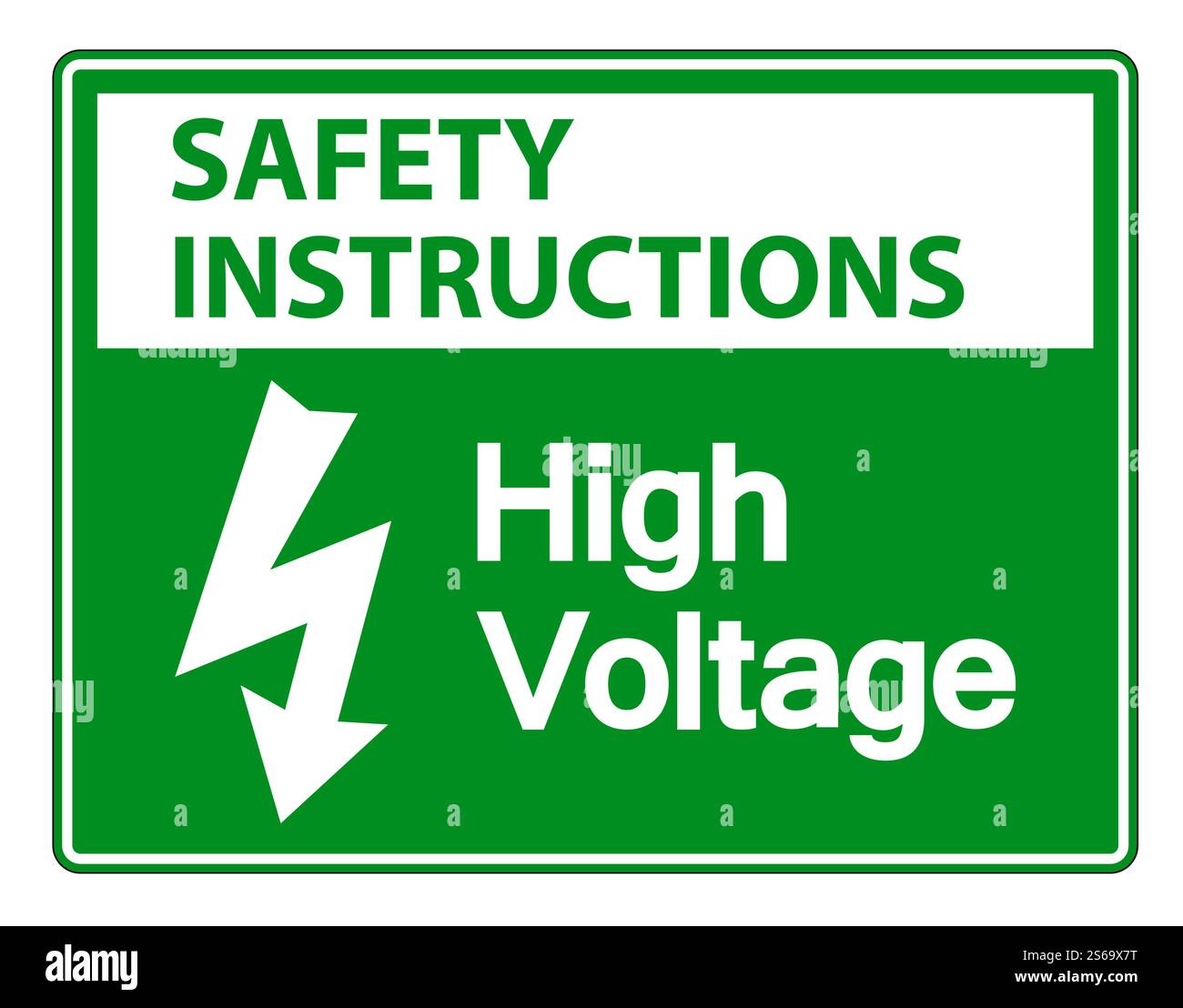 Safety instructions high voltage sign Isolate On White Background ...