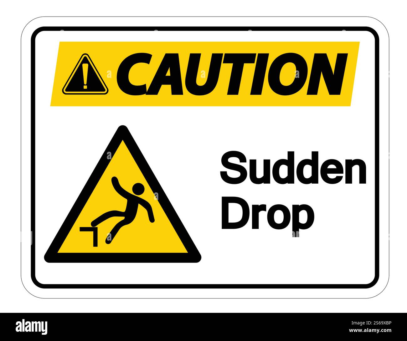 Caution Sudden Drop Symbol Sign On White Background,Vector Illustration ...
