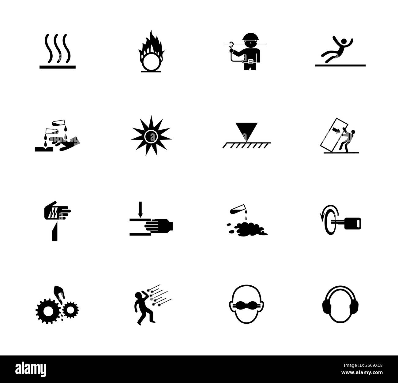 Warning signs,industrial hazards icon labels Sign Isolated on White ...