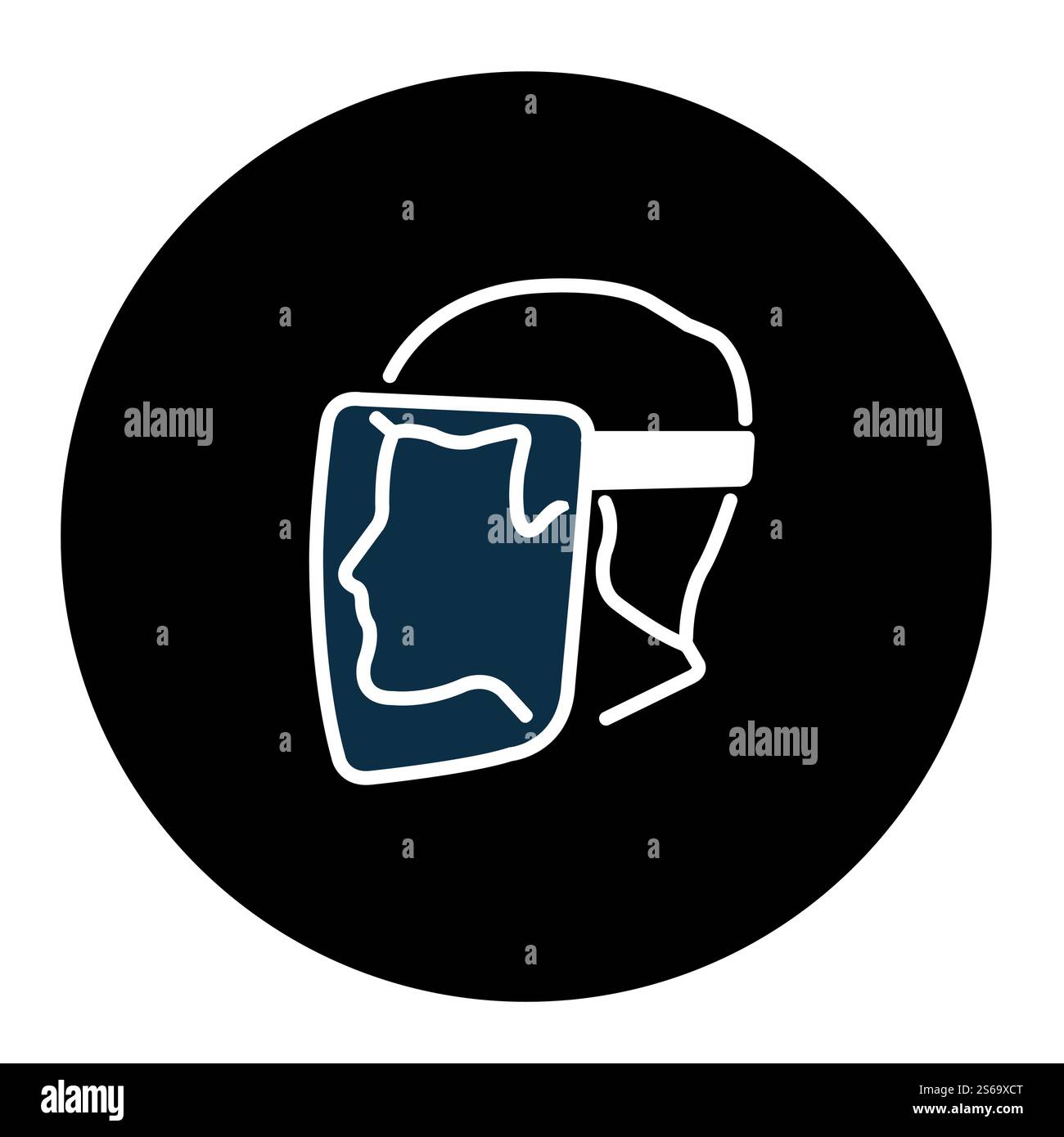 Symbol Face Shield Must Be Worn sign on black background,Vector ...