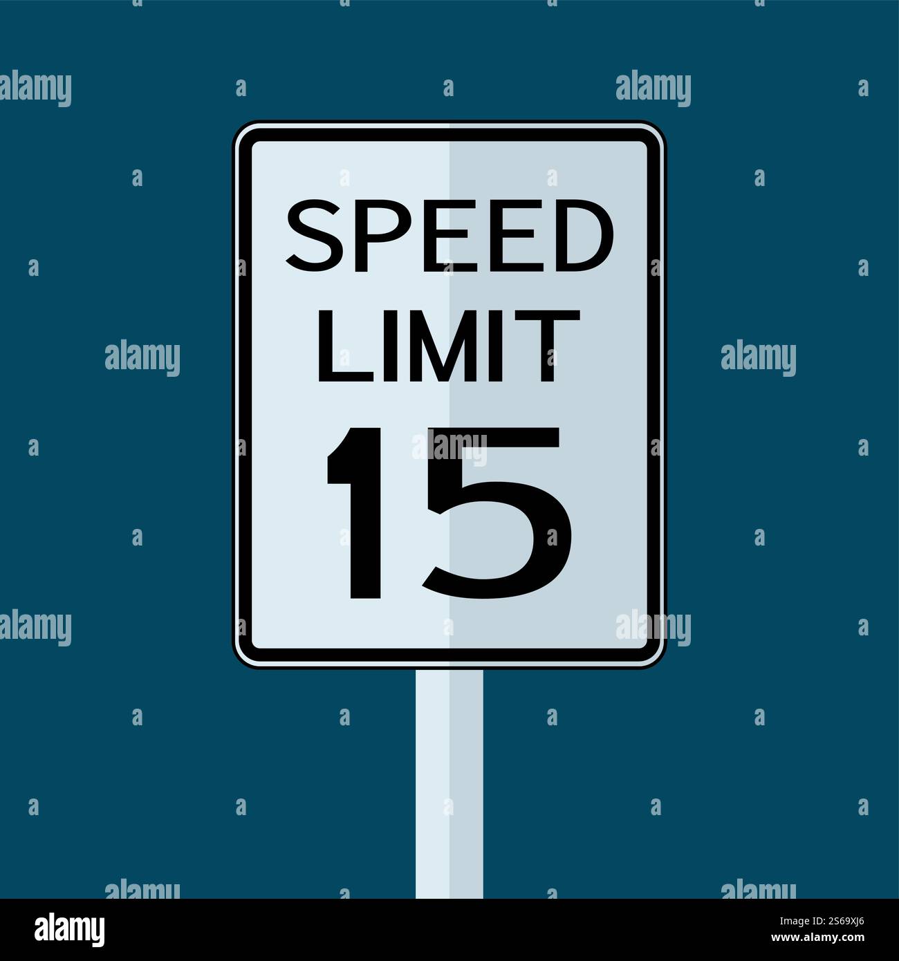 USA Road Traffic Transportation Sign: Speed Limit 15 on grey sky ...