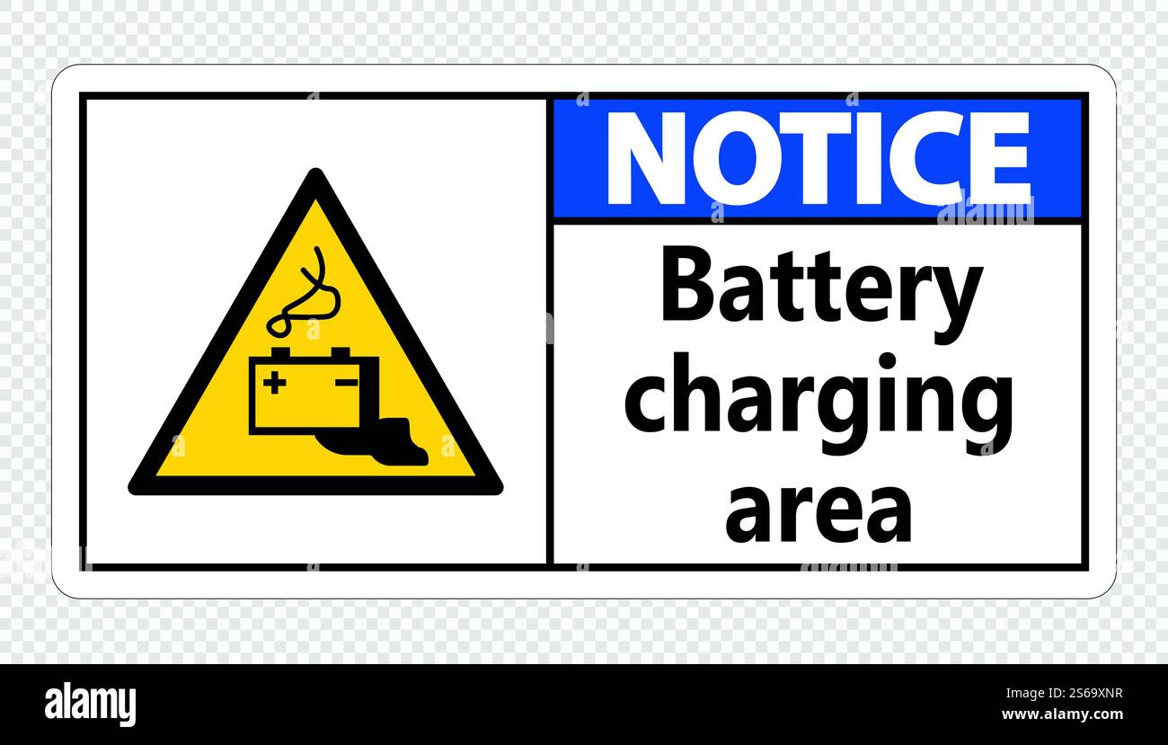 Notice battery charging area Sign on transparent background,vector ...