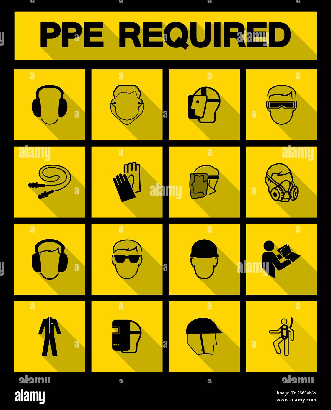 Required Personal Protective Equipment (PPE) Symbol,Safety Icon Isolate ...