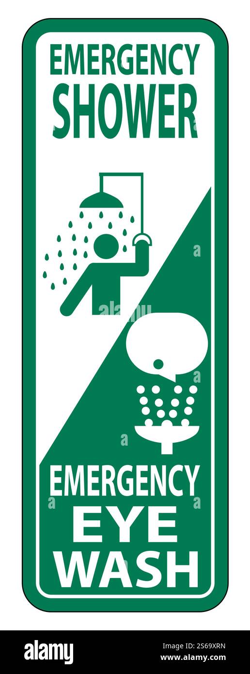 Emergency Shower,Eye Wash Sign Isolate On White Background,Vector ...