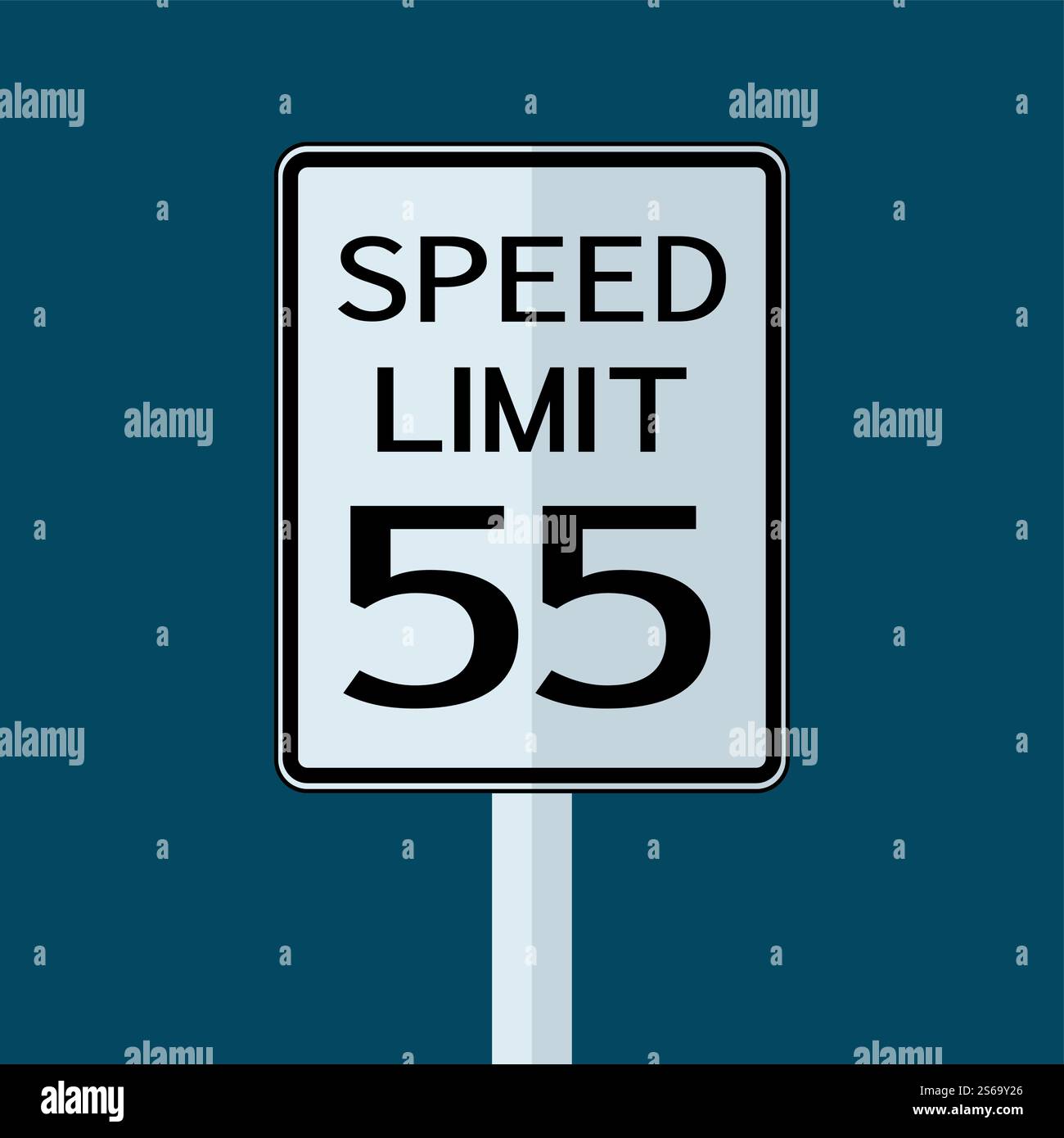 USA Road Traffic Transportation Sign: Speed Limit 55 On White ...