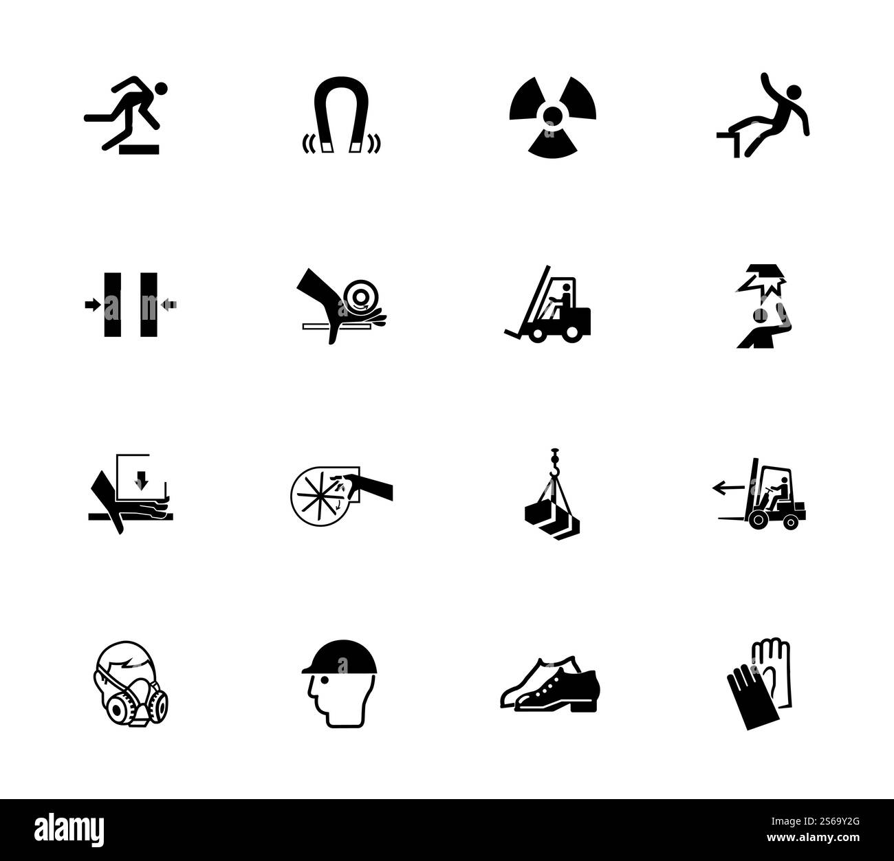 Warning signs,industrial hazards icon labels Sign Isolated on White ...