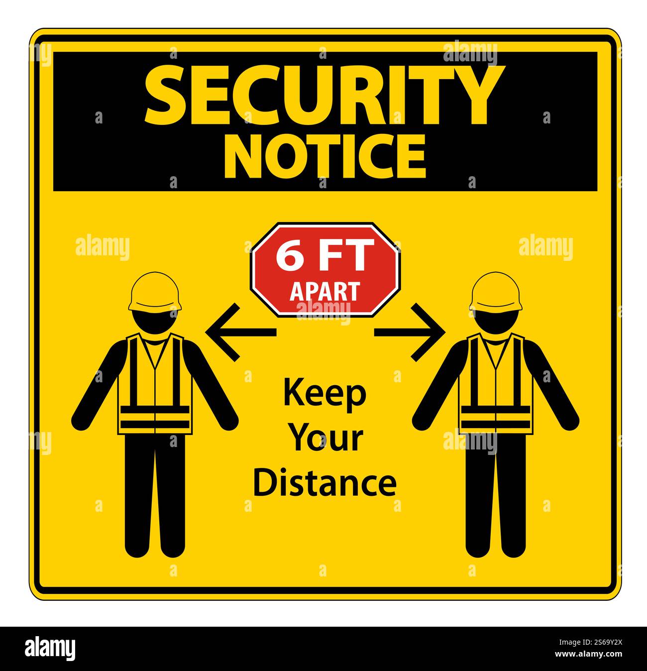 Security Notice Social Distancing Construction Sign Isolate On White ...