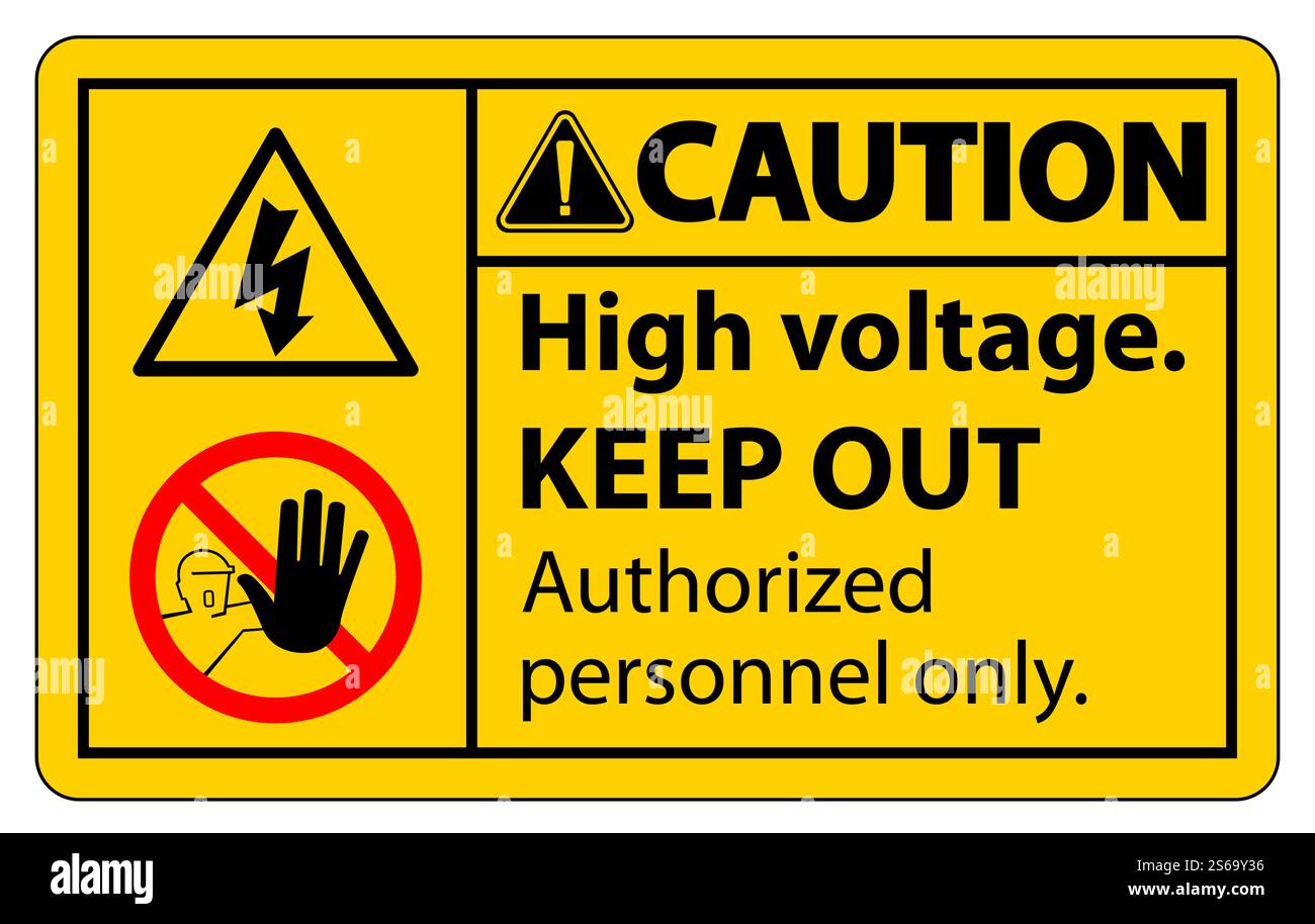 Caution High Voltage Keep Out Sign Isolate On White Background,Vector ...