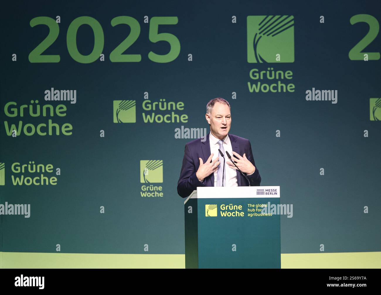 Berlin, Germany. 16th Jan, 2025. Mario Tobias, CEO Messe Berlin, speaks at the opening ceremony ...