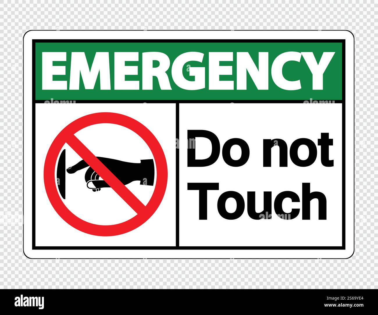 Emergency do not touch sign label on transparent background,Vector ...