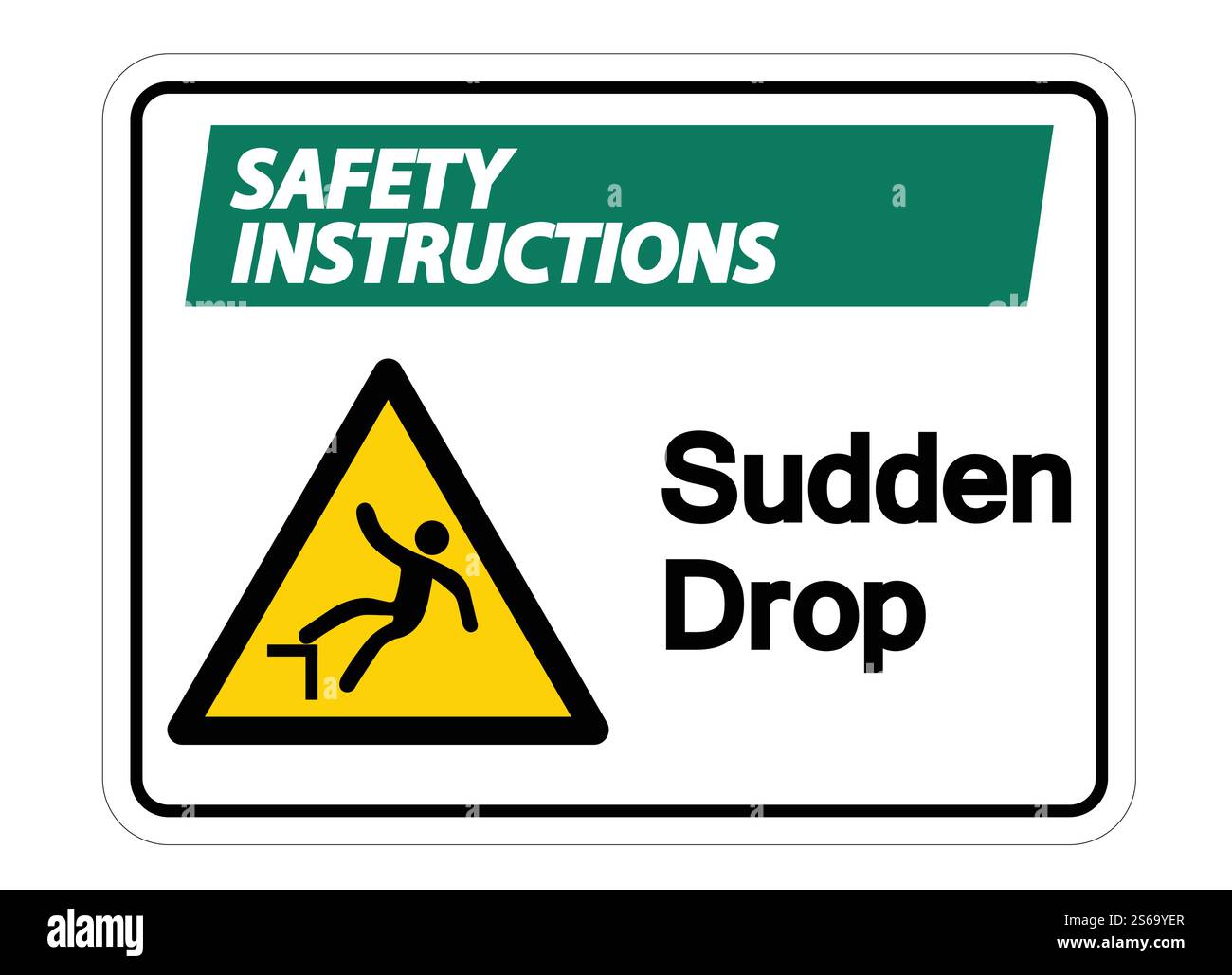 Safety instructions Sudden Drop Symbol Sign On White Background,Vector ...