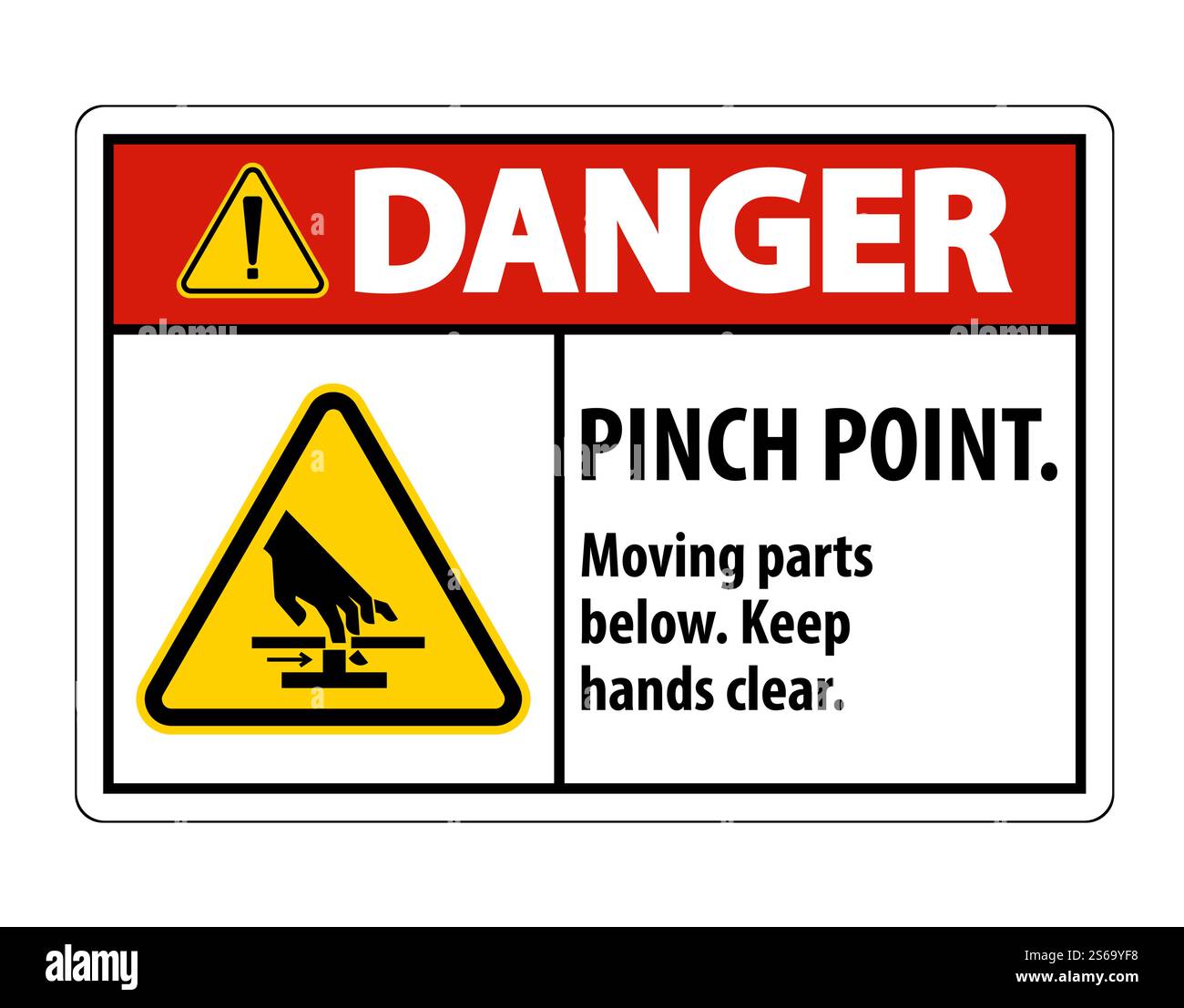 Danger Pinch Point, Moving Parts Below, Keep Hands Clear Symbol Sign ...