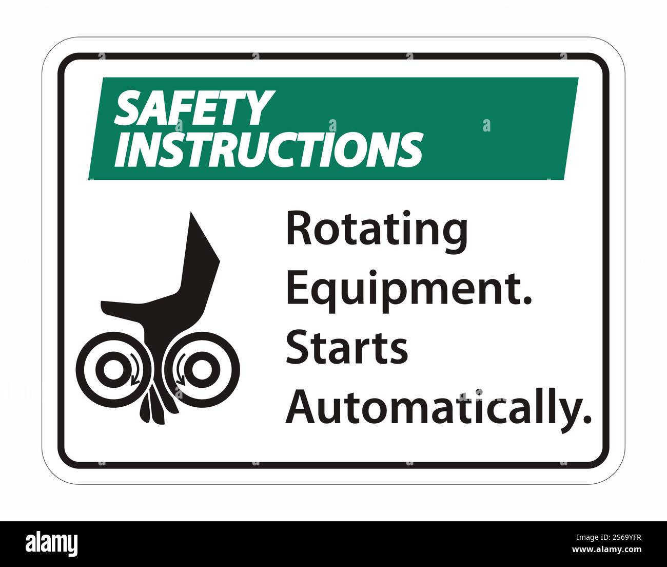 Rotating Equipment.Starts Automatically Symbol Sign Isolate on White ...