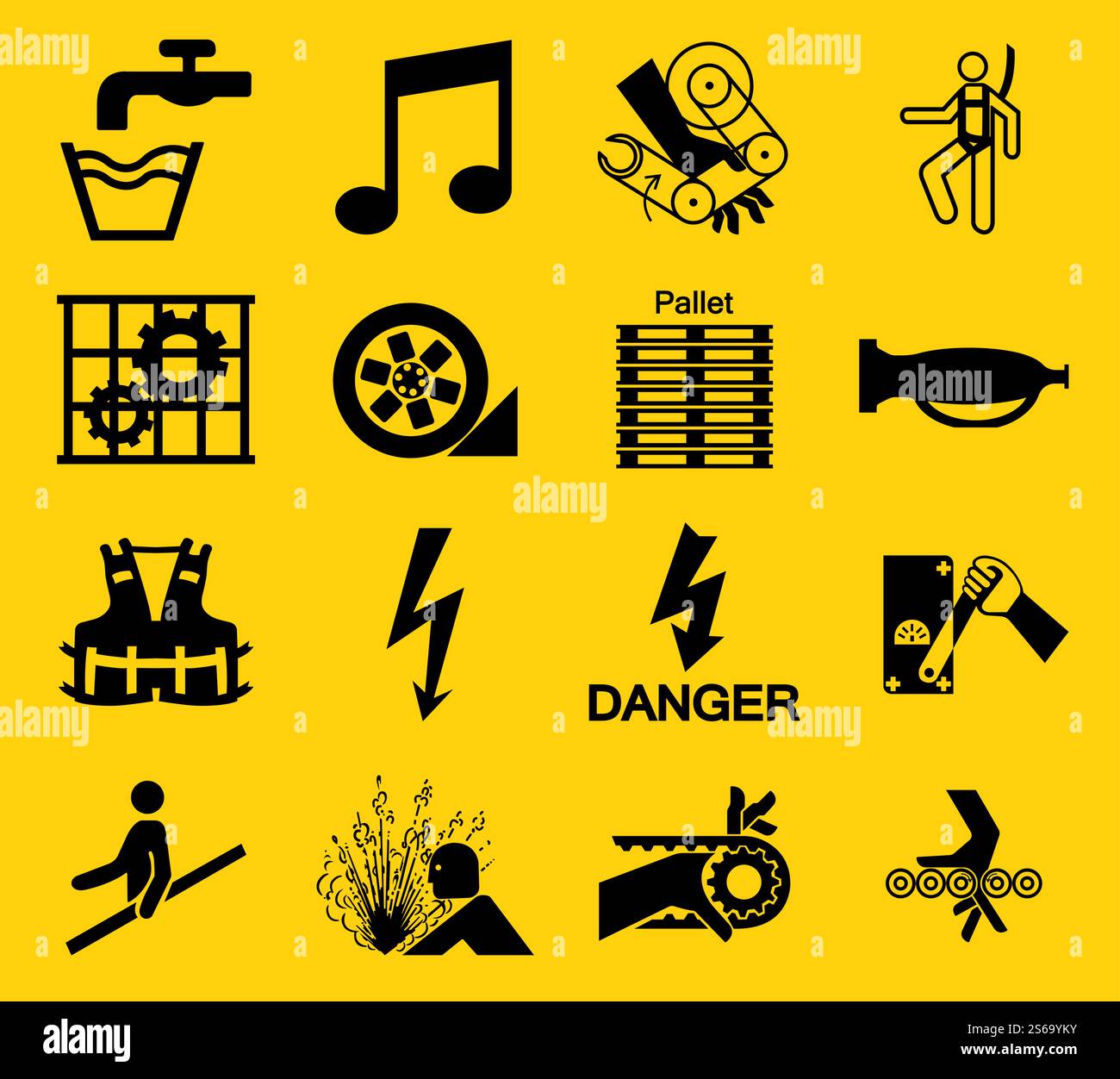 Warning signs,industrial hazards icon labels Sign Isolated on White ...