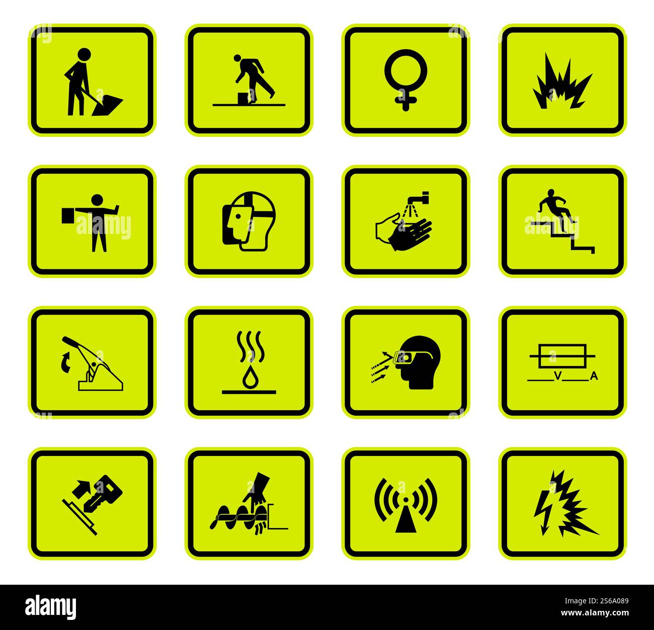 Warning Hazard Symbols labels Sign Isolated on White Background,Vector ...