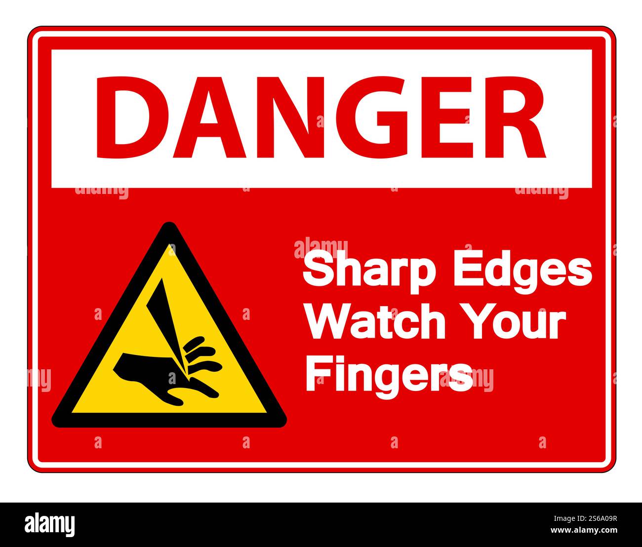 Danger Sharp Edges Watch Your Fingers Symbol Isolate On White ...