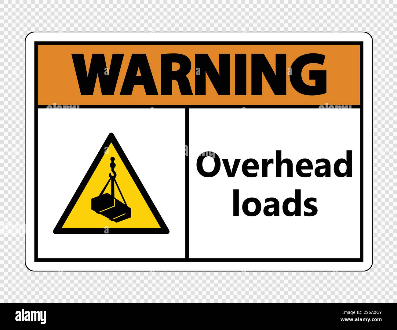 Warning overhead loads Sign on transparent background Stock Vector ...