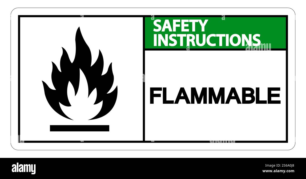 Safety instructions Flammable Symbol Sign Isolate On White Background ...