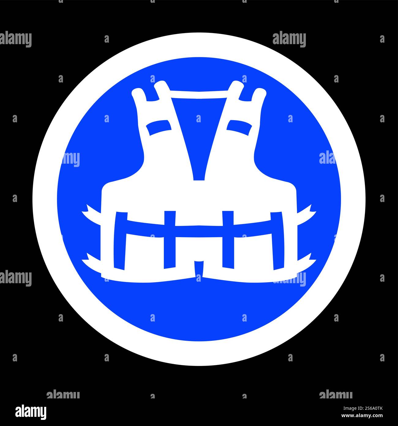 PPE Icon.Wearing a life jacket for safety Symbol Sign On black ...