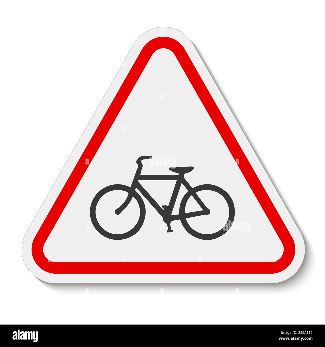 Bicycle Traffic Warning Sign isolated on white background.Vector ...