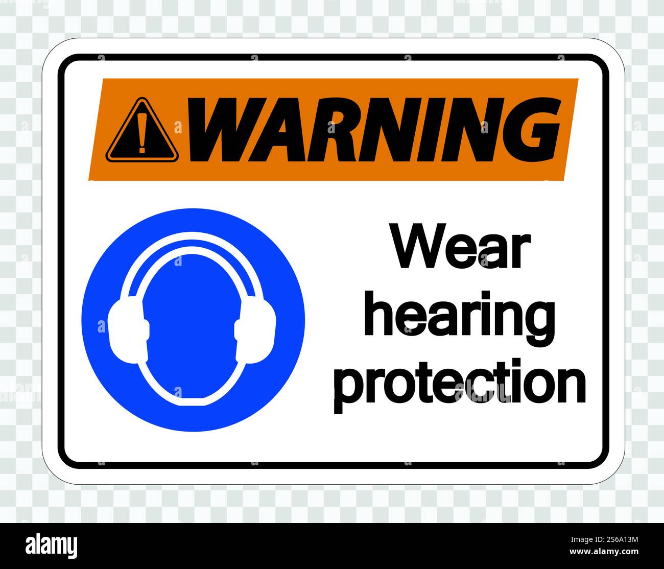 Warning Wear hearing protection on transparent background,vector ...