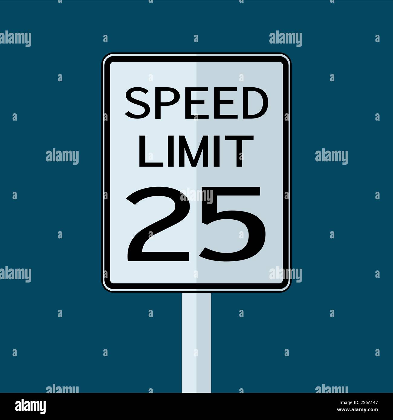 USA Road Traffic Transportation Sign: Speed Limit 25 On White ...