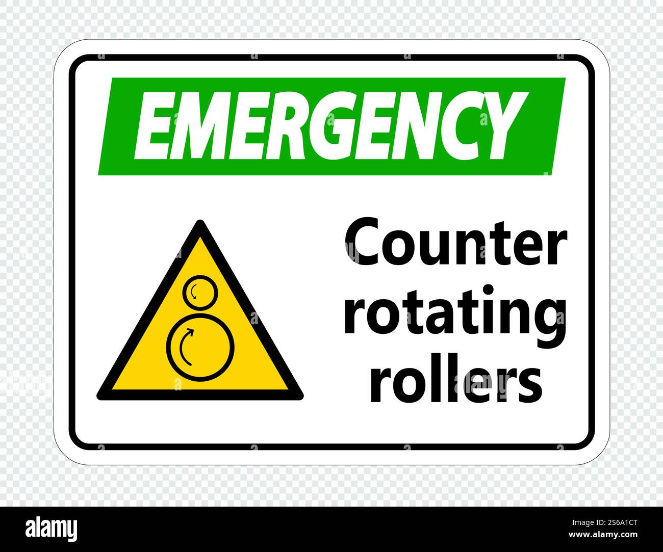 Emergency counter rotating rollers sign on transparent background ...
