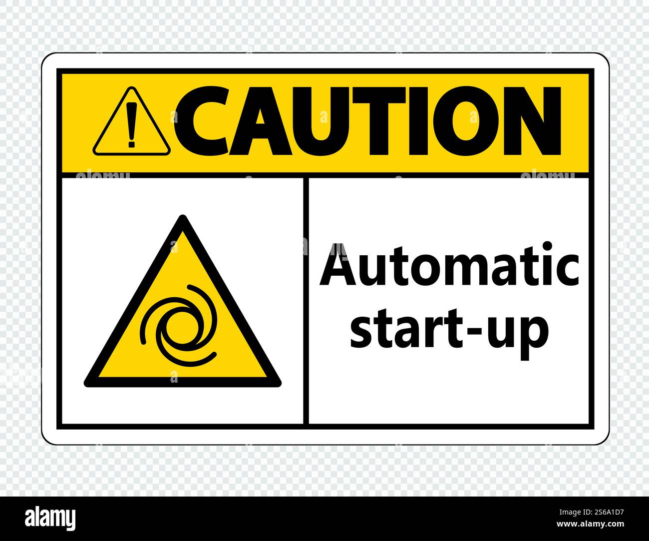 Caution automatic start-up sign on transparent background,Vector ...