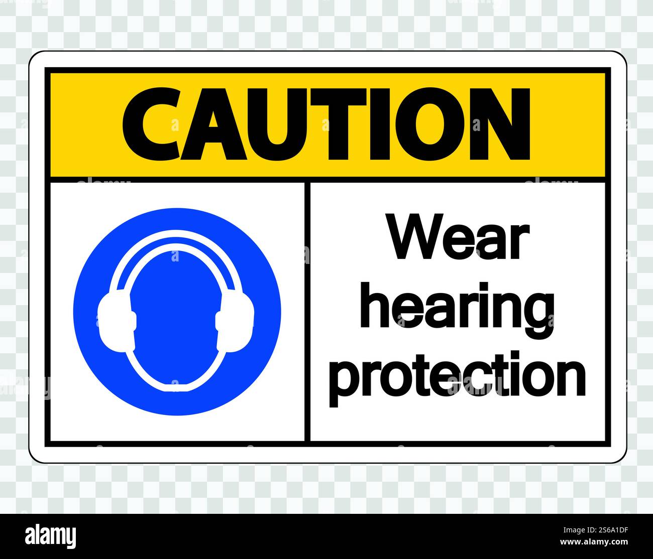 Caution Wear hearing protection on transparent background,vector ...
