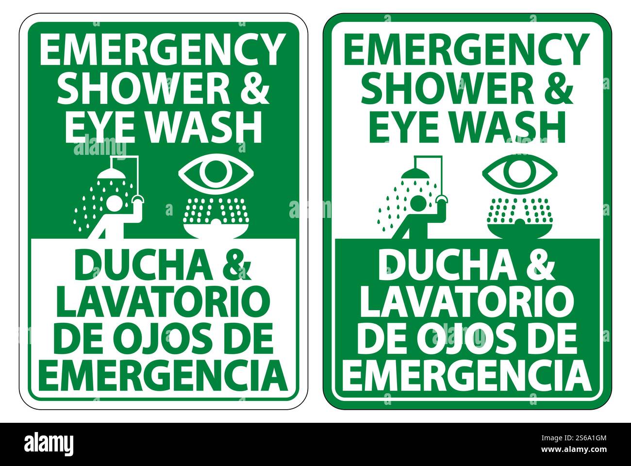 Bilingual Shower & Eye Wash Sign Isolate On White Background,Vector ...