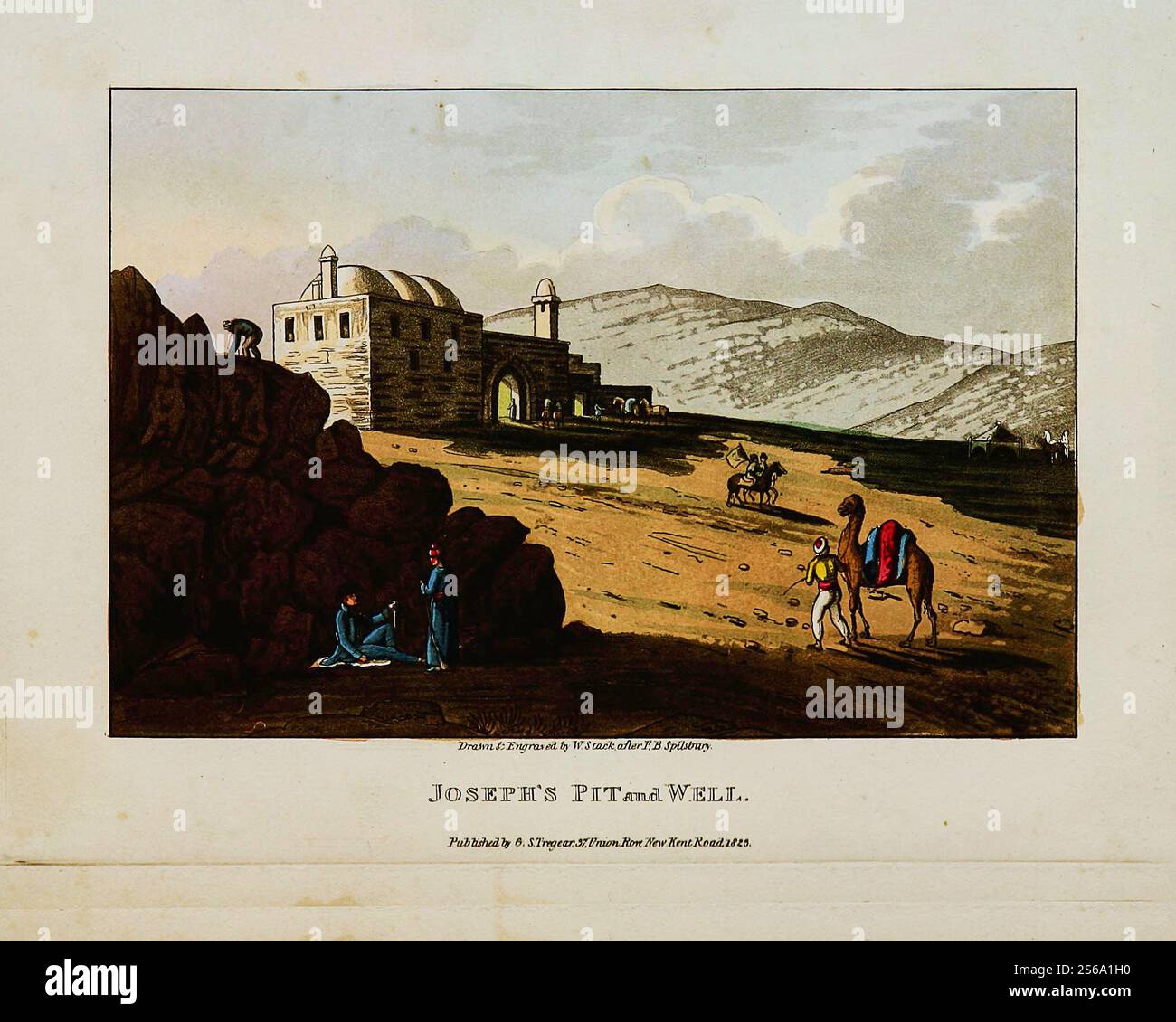 Joseph's Pit and Well. Vintage Aquatint by Francis. B. Spilsbury, circa ...