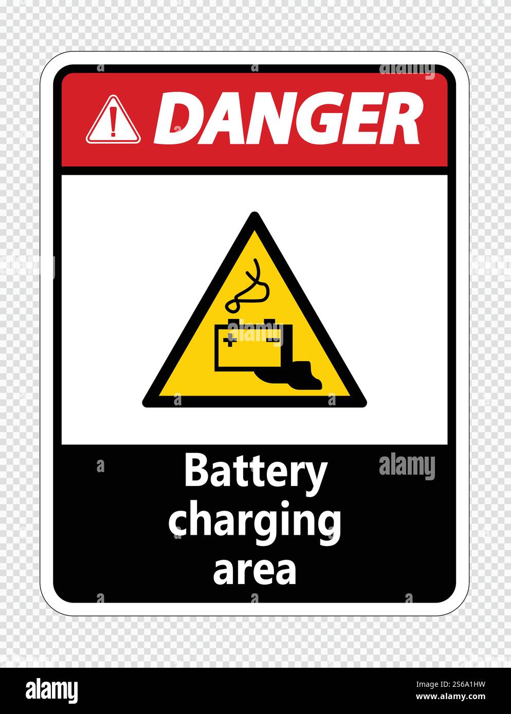 Danger battery charging area Sign on transparent background,vector ...