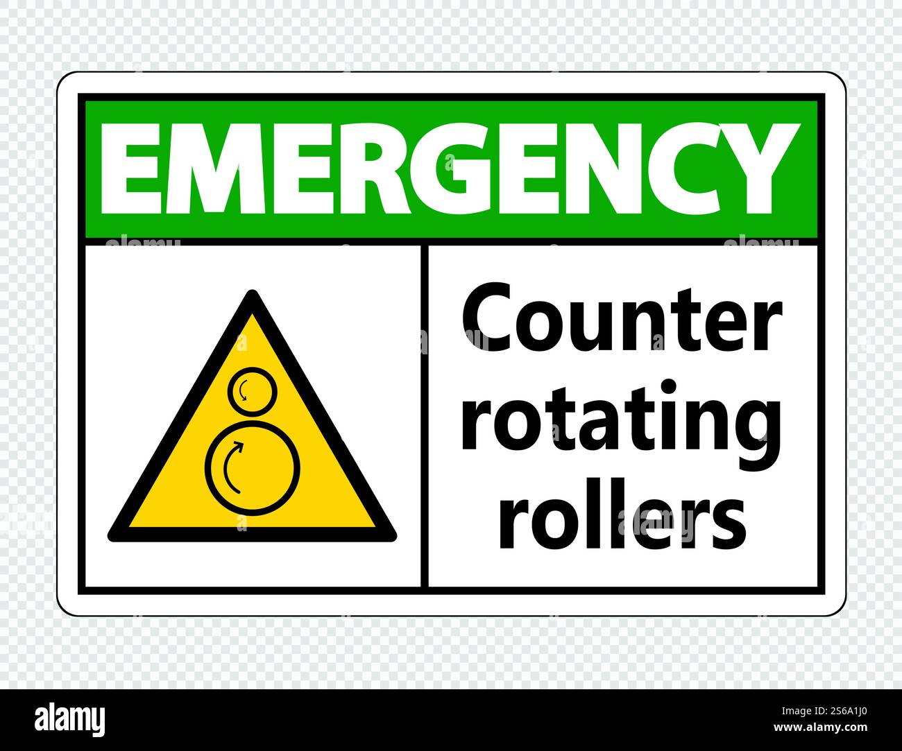 Emergency counter rotating rollers sign on transparent background ...