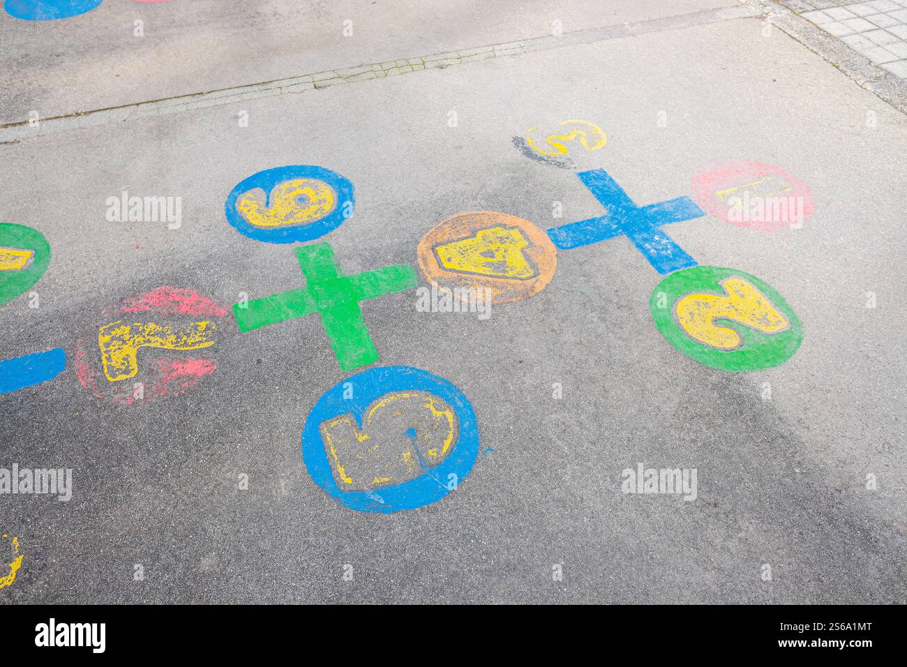colourful painted playground games in a school yard Stock Photo - Alamy