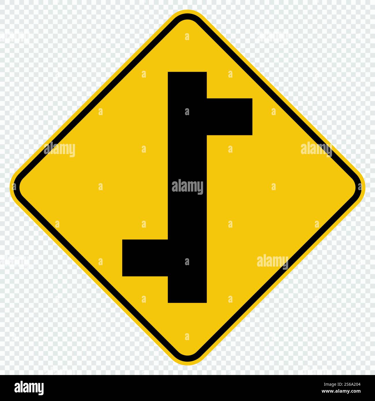 Staggered Junction Traffic Road Sign on transparent background,vector ...