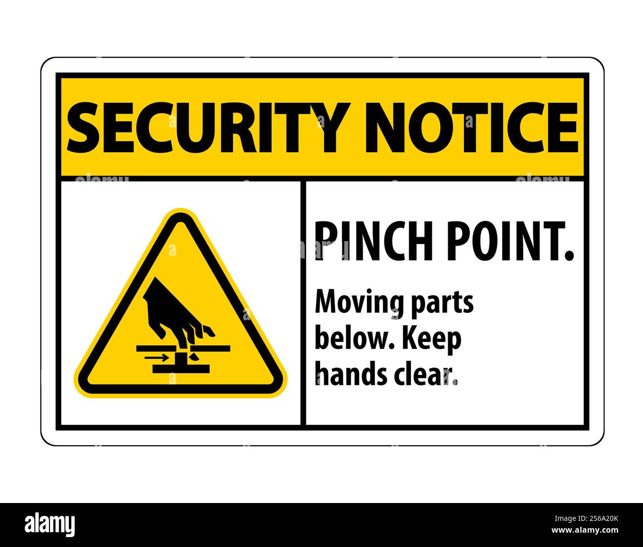 Security Notice Pinch Point, Moving Parts Below, Keep Hands Clear ...