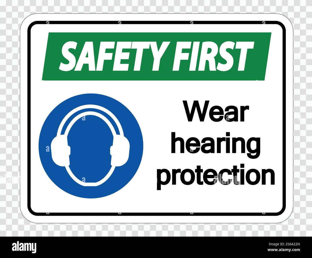 Safety first Wear hearing protection on transparent background,vector ...
