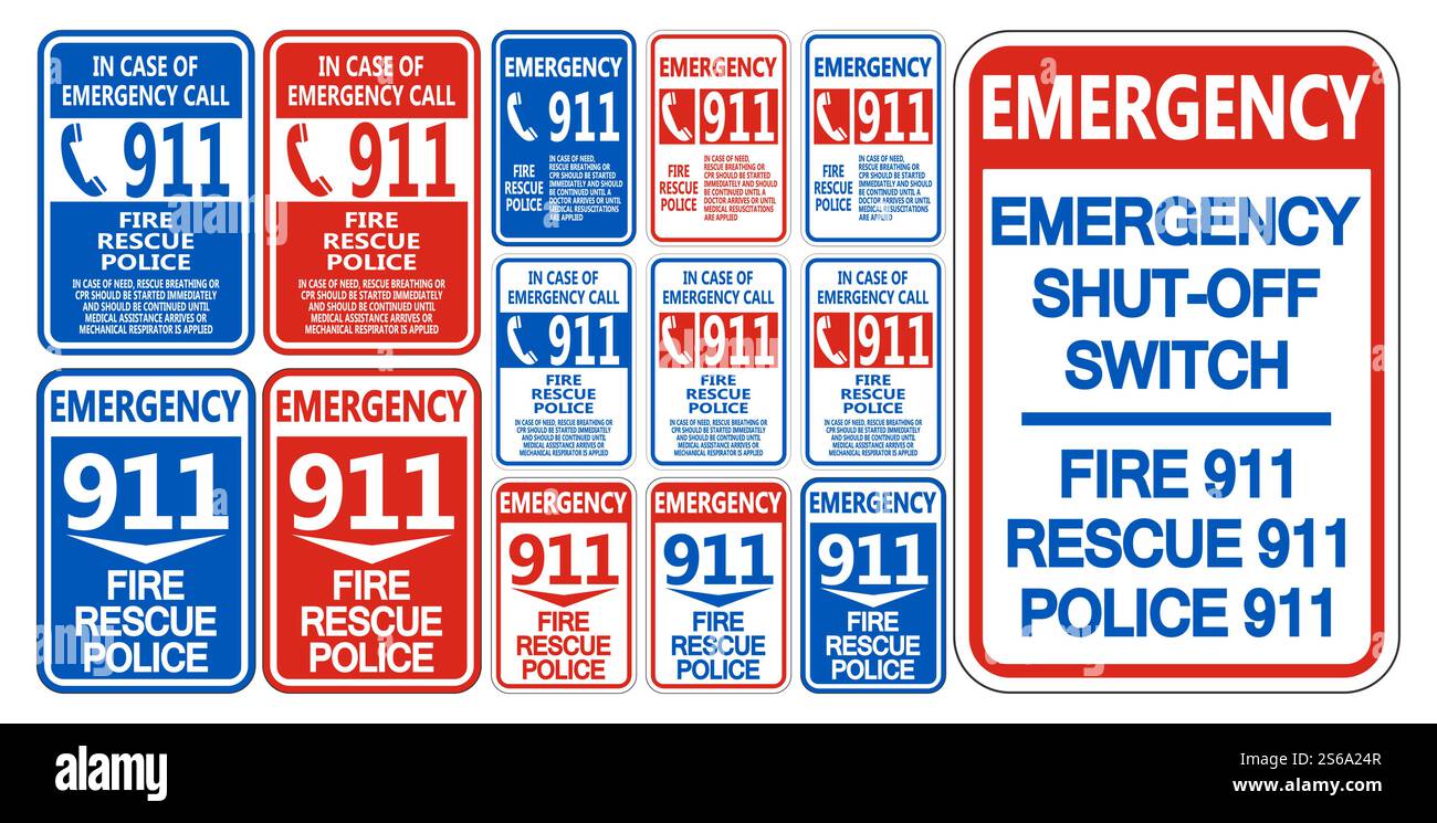 911 Fire Rescue Police Symbol Sign Isolate On White Background,Vector ...