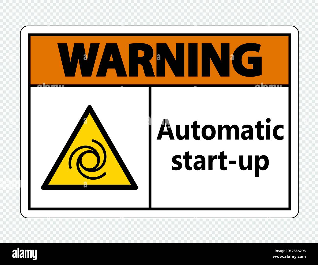 Warning automatic start-up sign on transparent background,vector ...