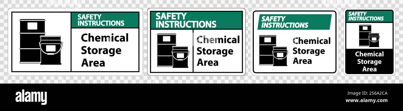 Safety Instructions Chemical Storage Symbol Sign Isolate on transparent ...