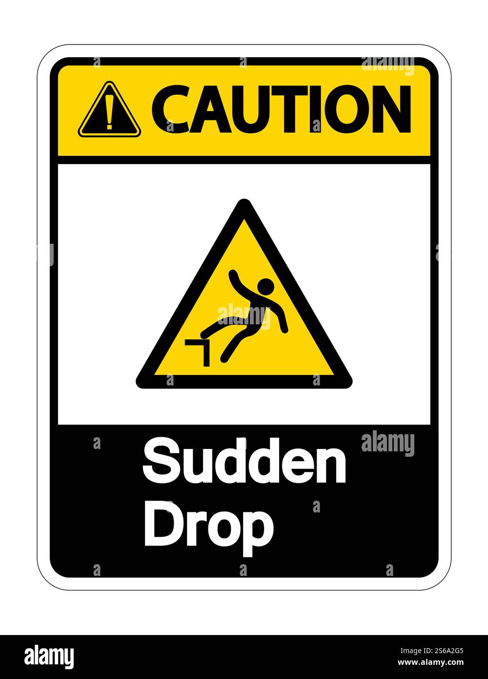 Caution Sudden Drop Symbol Sign On White Background,vector illustration ...