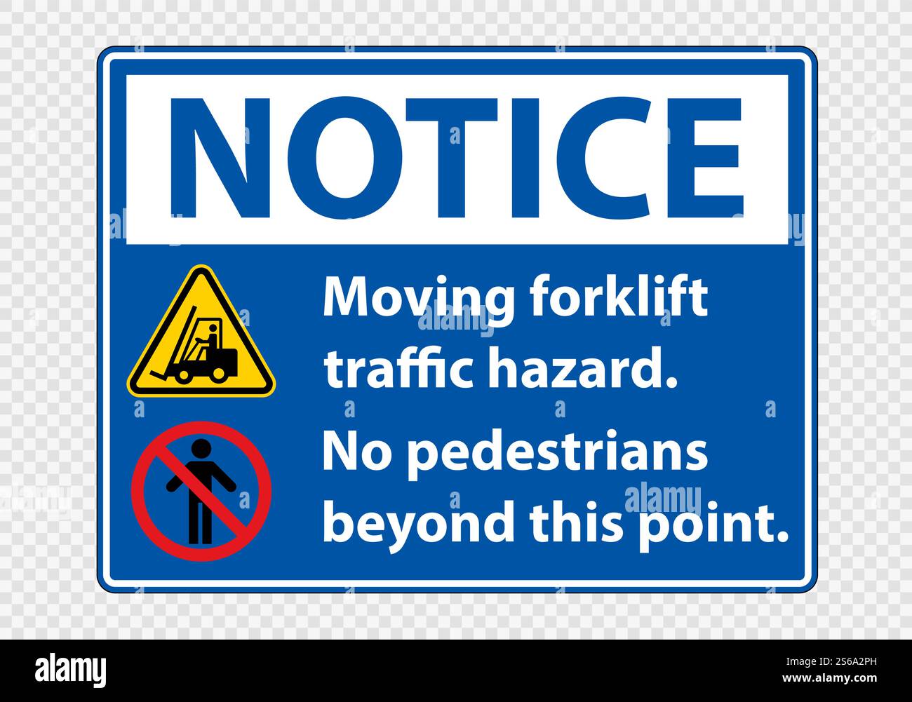 Moving forklift traffic hazard,No pedestrians beyond this point,Symbol ...
